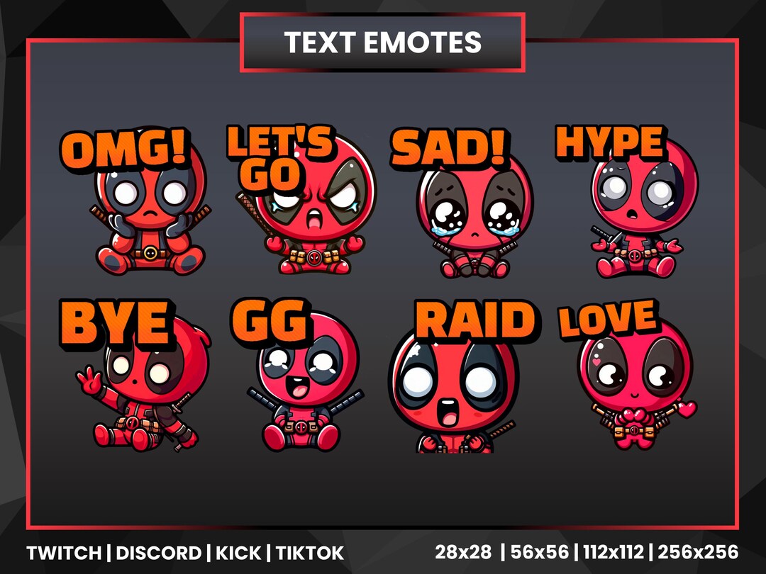 Twitch Emotes | Deadpool Emotes | Discord Emotes | Kick Emotes | Tiktok ...