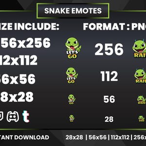 24 Snake Emotes Bundle | Twitch Discord Kick Tiktok Youtube | Cute ...