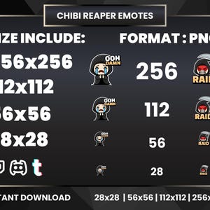 24 Chibi Reaper Emotes for Twitch, Discord, Kick, Tiktok | Cute Grim ...