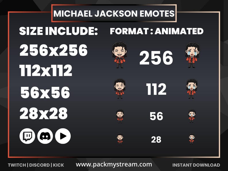 Michael Jackson Inspired Animated Emotes for Twitch Discord & Kick | 7 ...