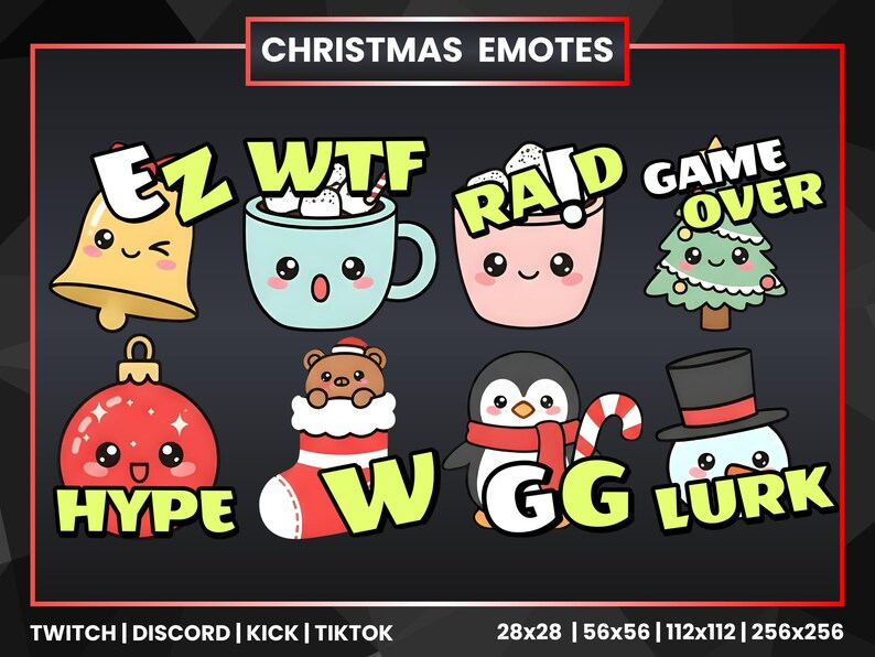 Christmas Twitch Emotes Bundle | 16 Festive Holiday Emotes for Twitch ...