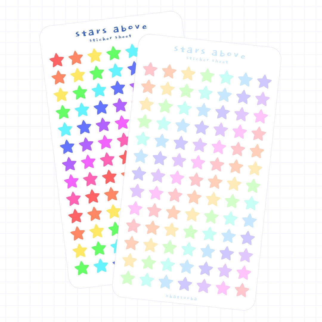 Mini Star Sticker Sheet | Cute Pastel Star Shape Sticker Sheet Rainbow ...