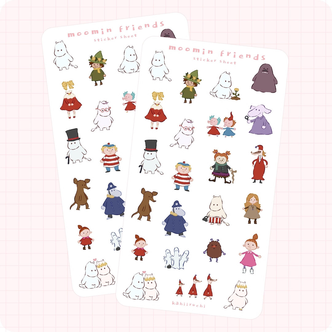 Cute Moomin Vinyl Sticker Sheet | Moominvalley Fanart Sticker Sheet for ...