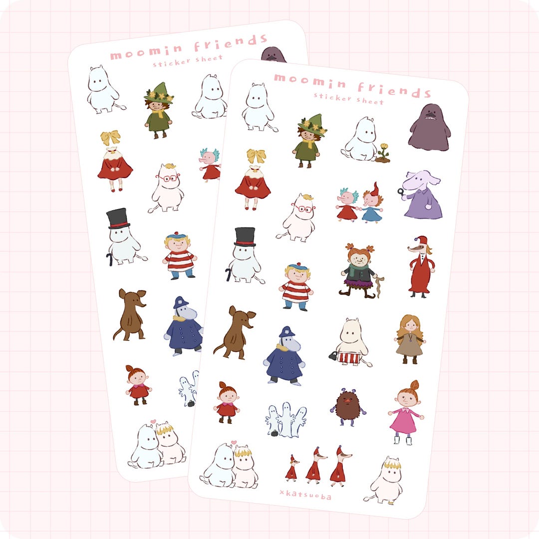 Cute Moomin Vinyl Sticker Sheet Moominvalley Fanart Sticker Sheet for ...