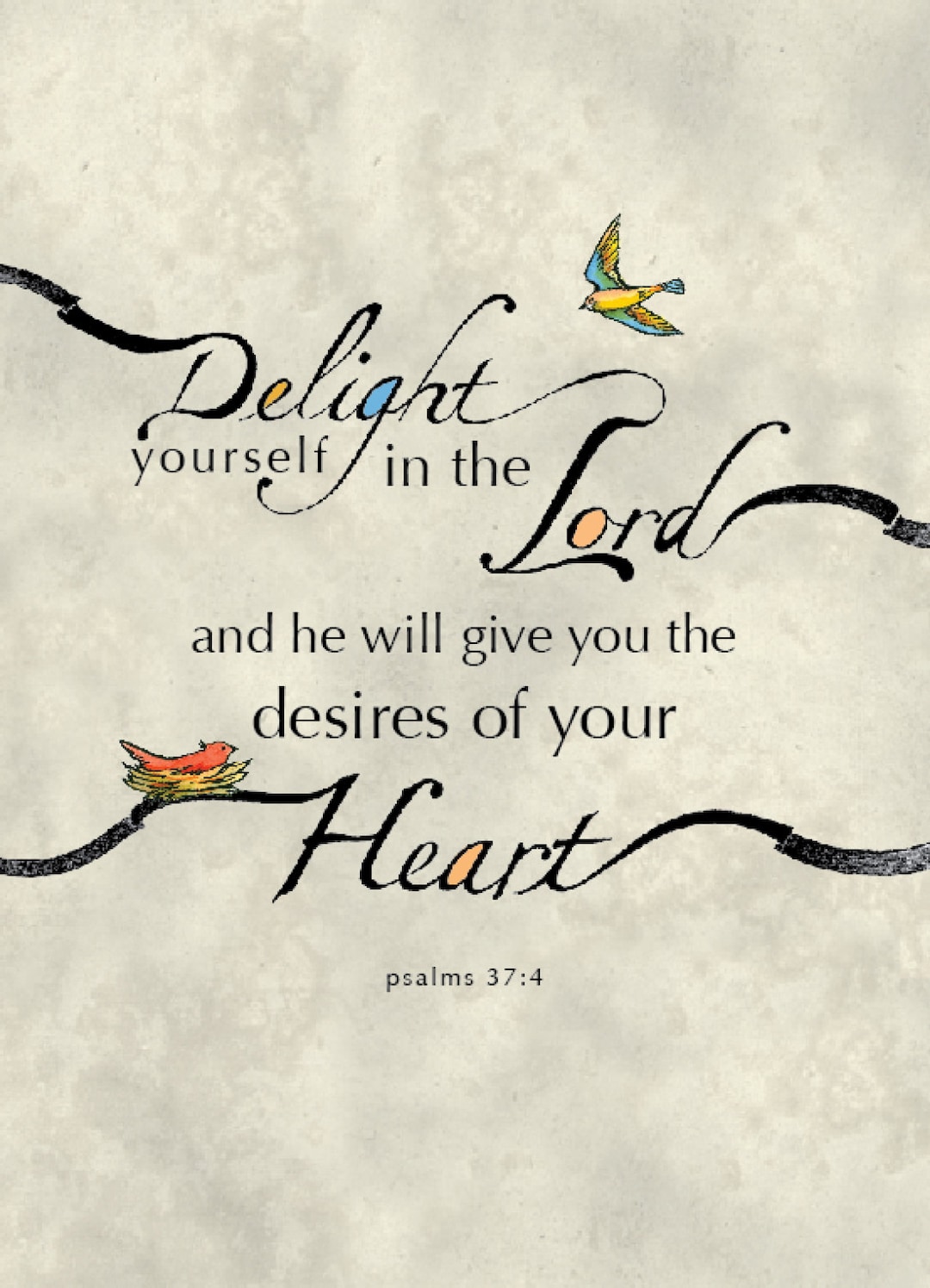 Delight Yourself in the Lord Print: Handwritten Calligraphy (digital ...