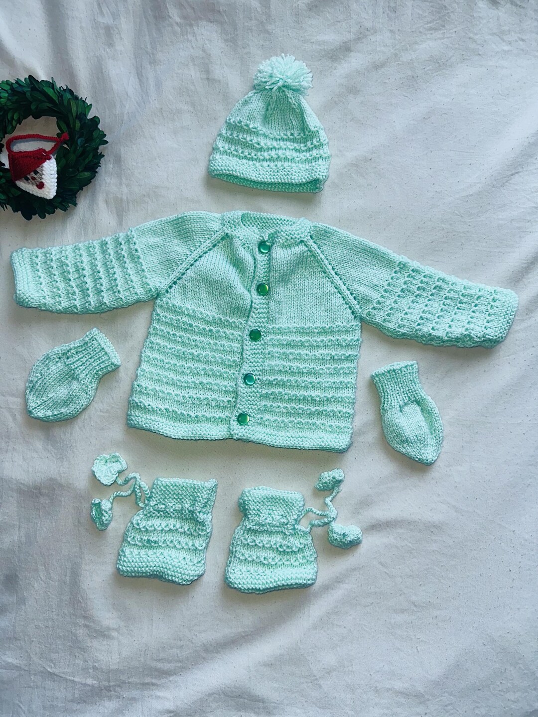 Handknitted Baby Cardigan Set | Newborn Sweater Set | Soft Wool | Easy ...