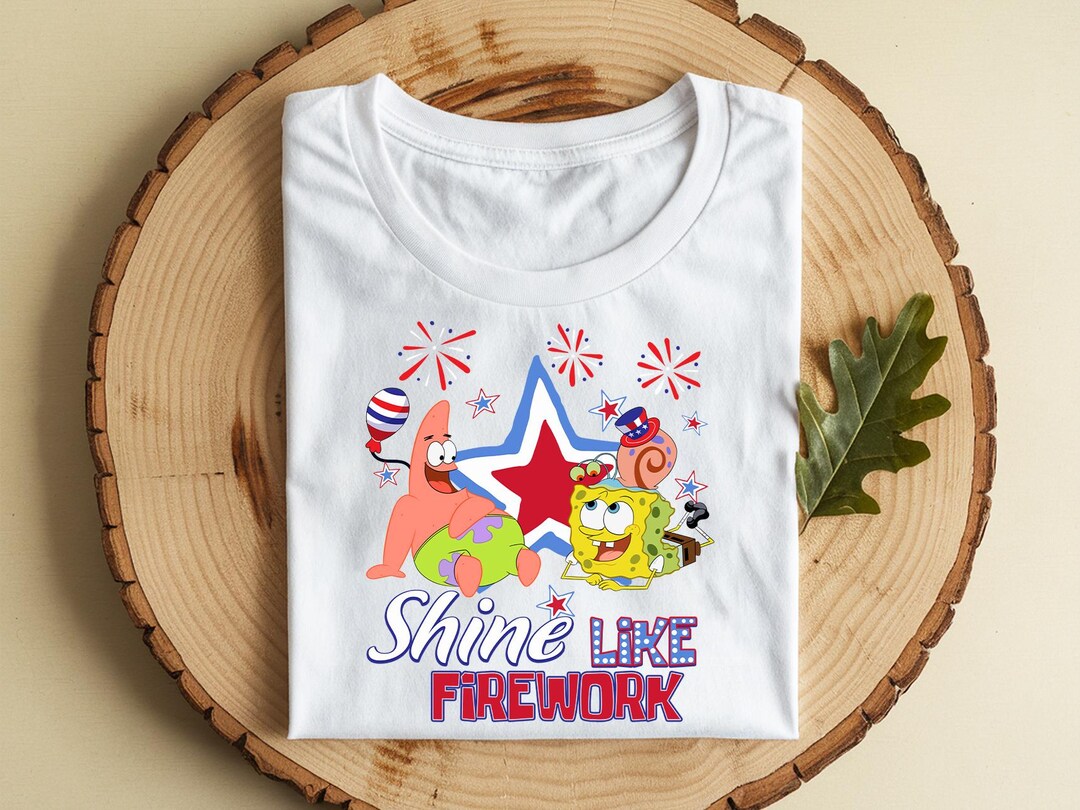 Shine Like Firework Spongebob Png, Funny Spongebob Cartoon Tee ...