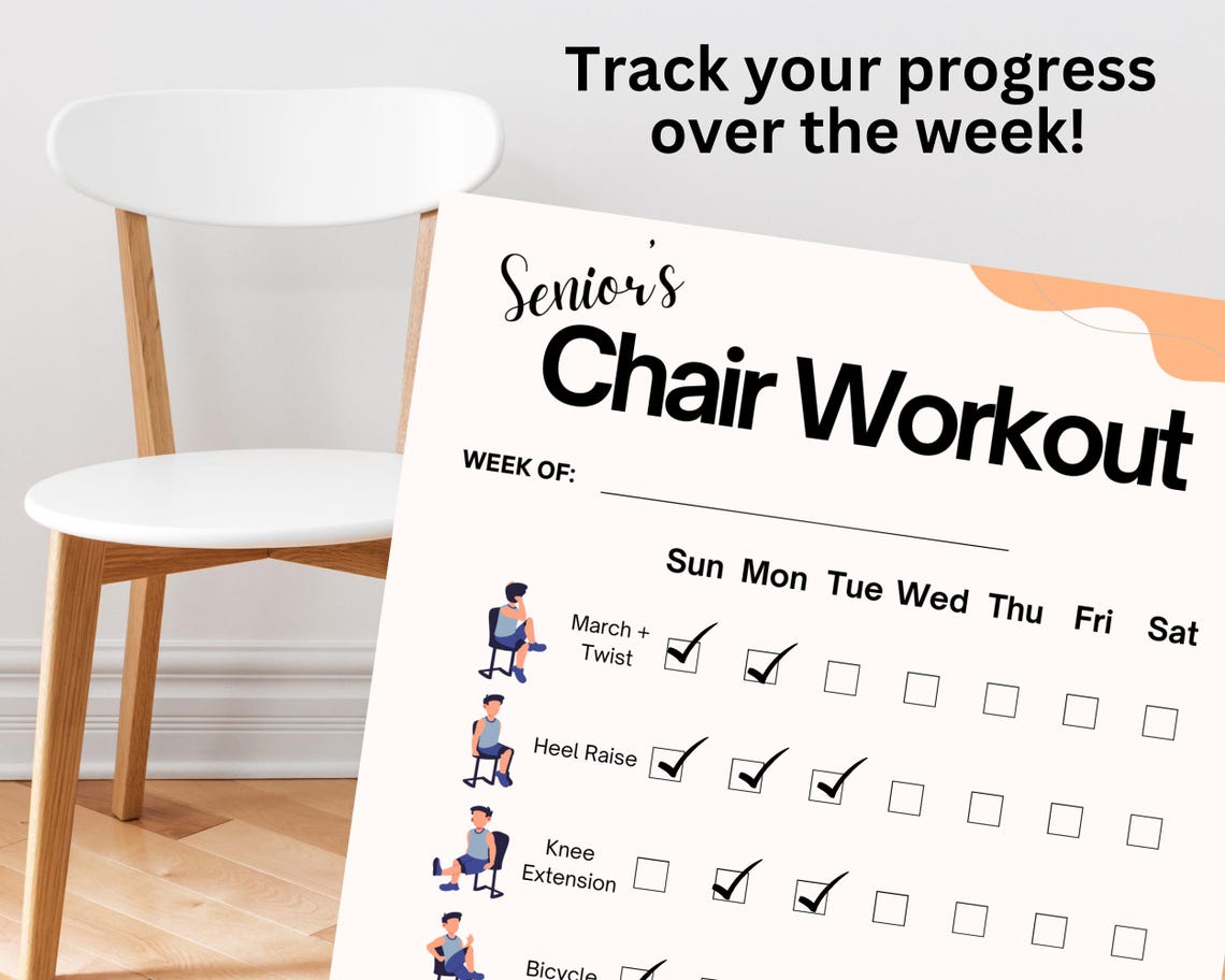 Printable Senior's Chair Workout Exercise Guide and Exercise Tracker ...