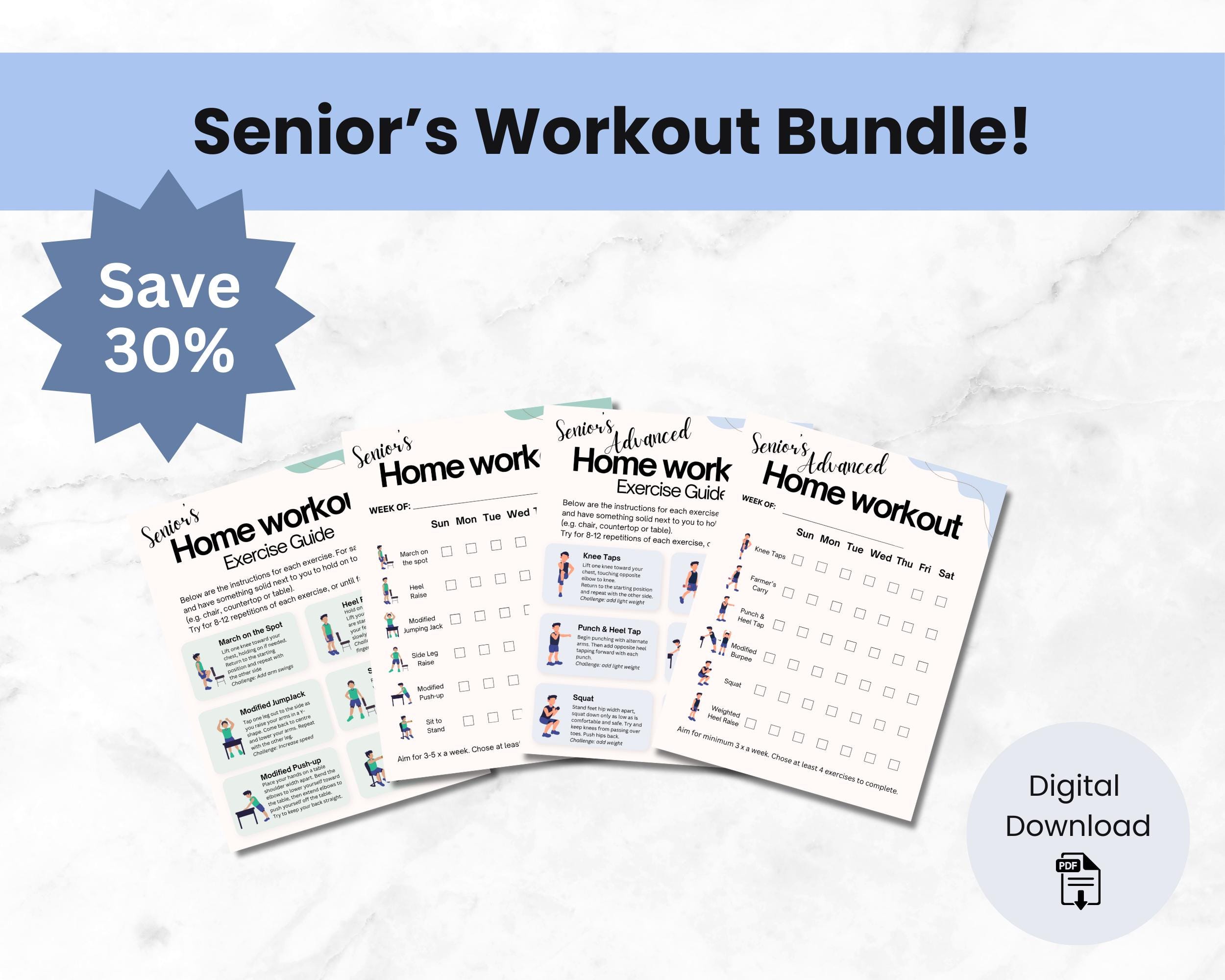 Senior's Home Workout Bundle!! Strength Training and Balance, Fitness ...