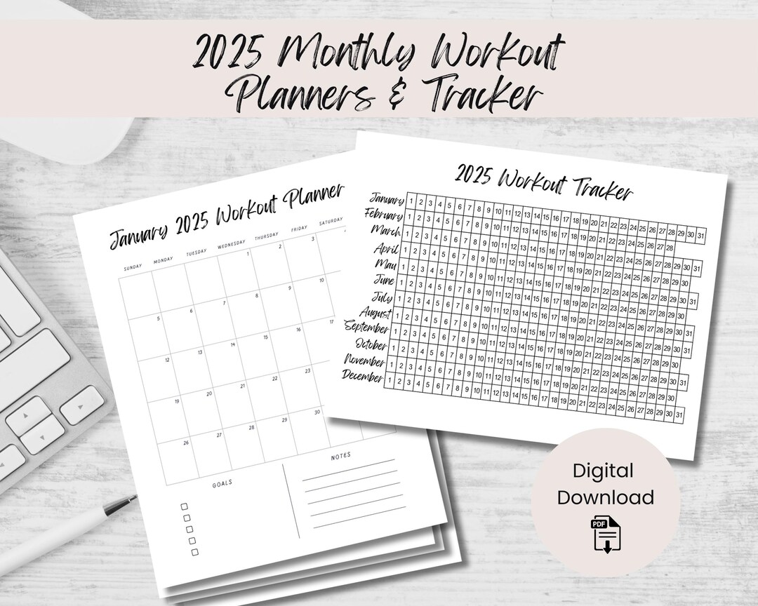 2025 Workout Planning Bundle - Monthly Workout Planner and 2025 Workout ...