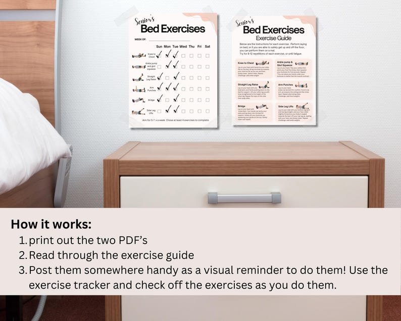Printable Senior Bed Exercise Guide & Tracker (digital Download) - Etsy