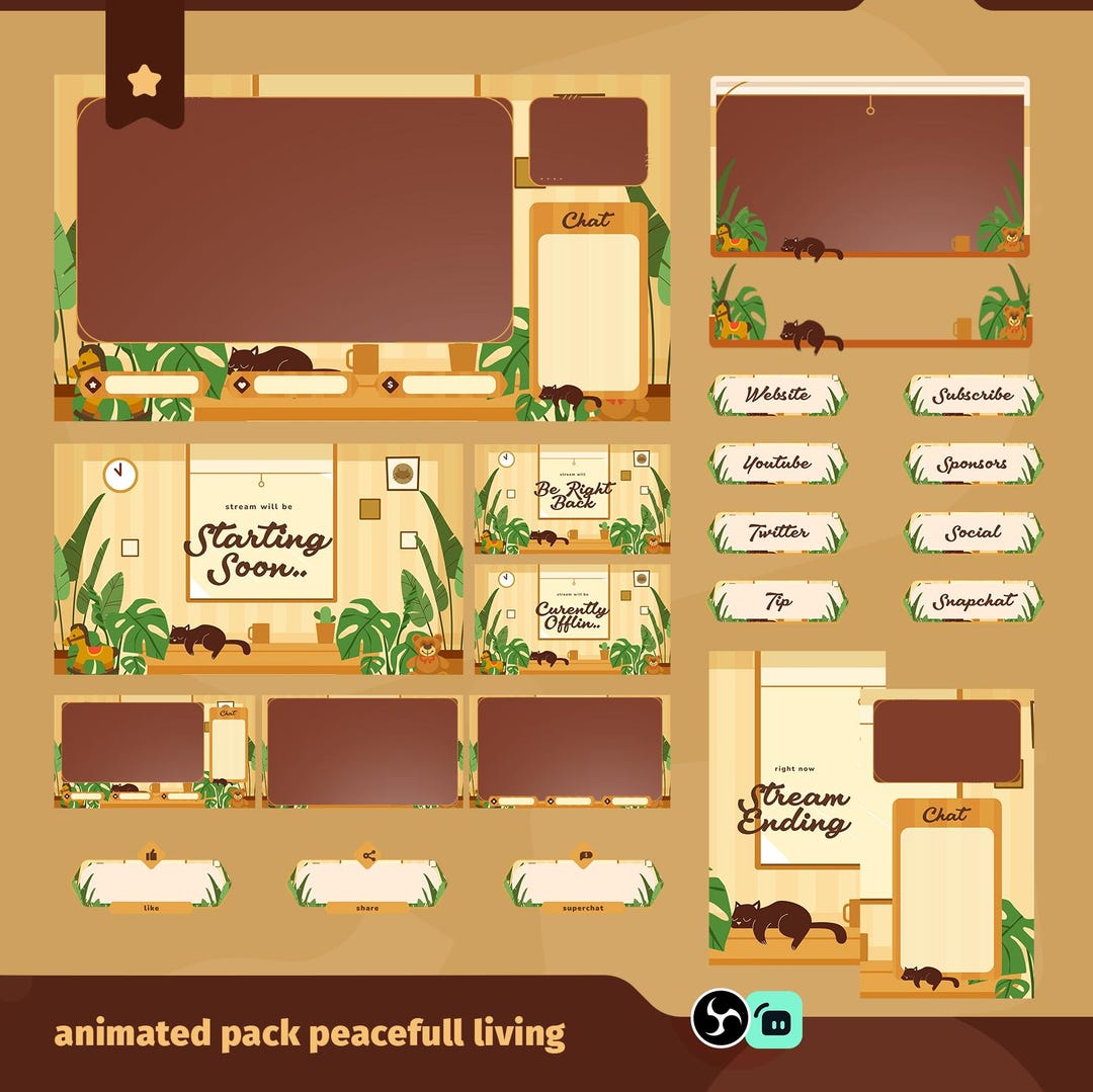 Animated Peacefull Living Stream Overlay: Cozy Room for Twitch and Obs ...