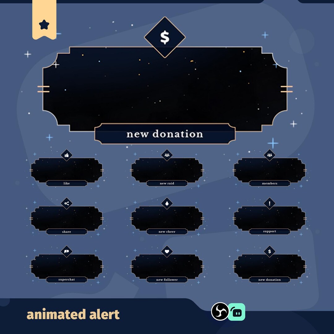Dark Celestial Animated Stream Alerts | Purple Twitch, Tiktok, Youtube ...