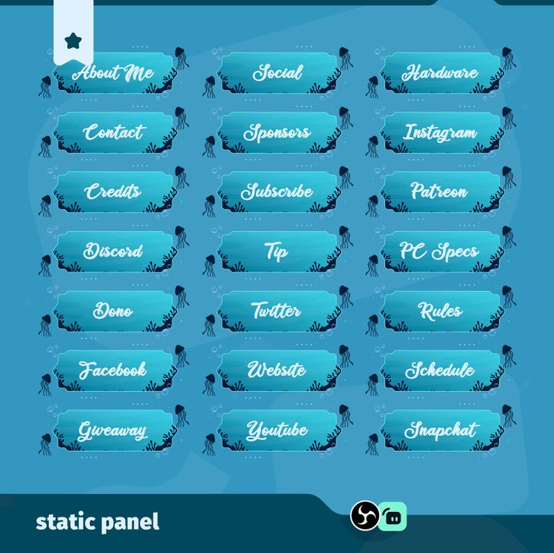 Animated Ocean Stream Overlay Pack | Seafoam Vtuber Twitch Tiktok ...