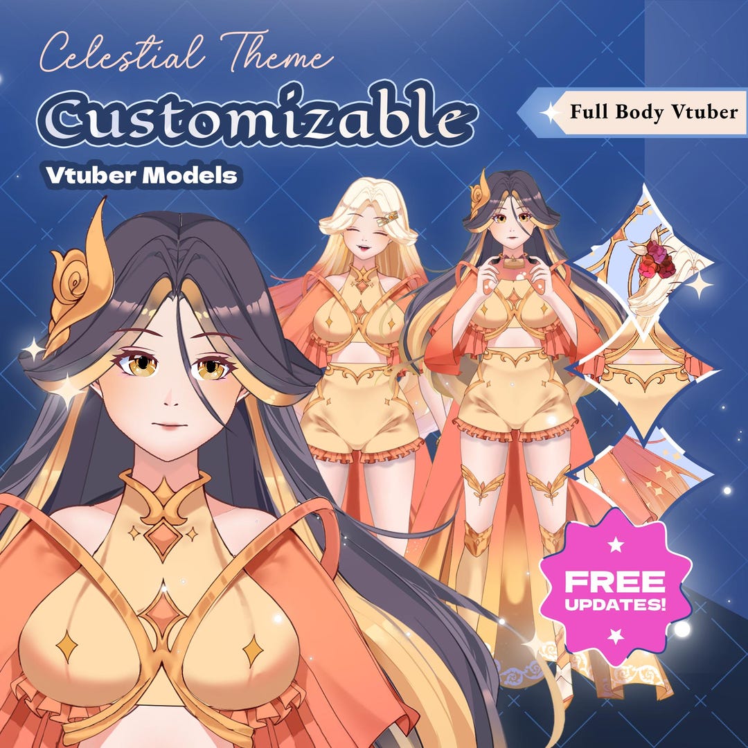 Full Body Vtuber Model : Aurielle | Customizable L2D Vtuber Model | Blonde Live2d Vtuber Female ...