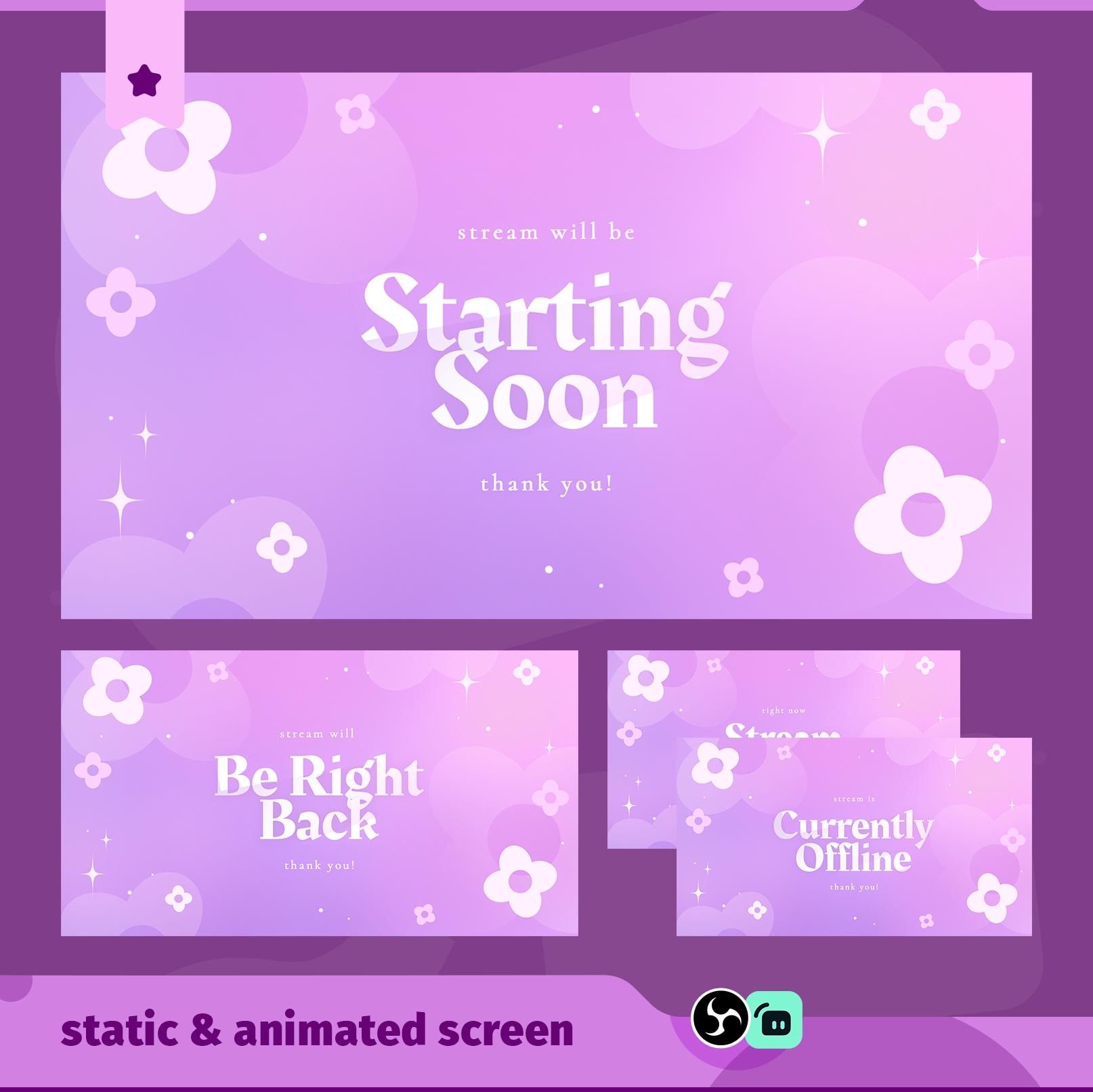 Animated Cute Pastel Stream Screen: Cloudberry Kiss Theme for Tiktok ...