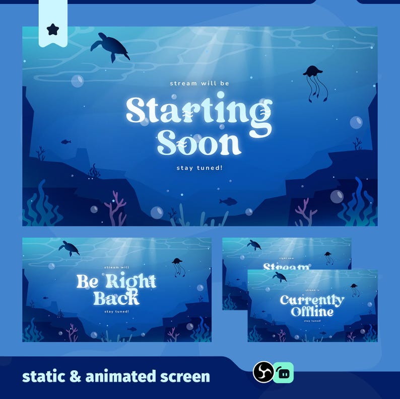 Animated Sea Dream Stream Overlay: Cozy Ocean Blue Design for Twitch ...