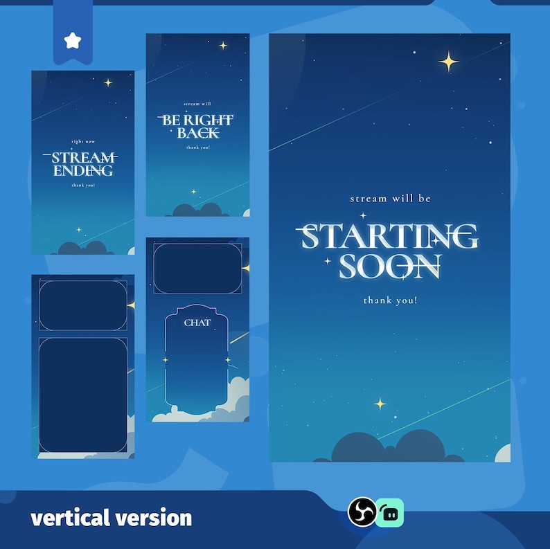 Animated Magical Dreamy Blue Clouds Stream Overlay | Falling Starscape ...