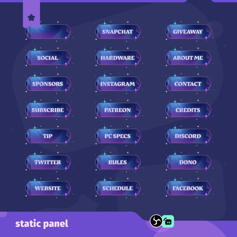 Fantasy Crystal Twitch Overlay | Flare Purple Blue Animated Pack ...