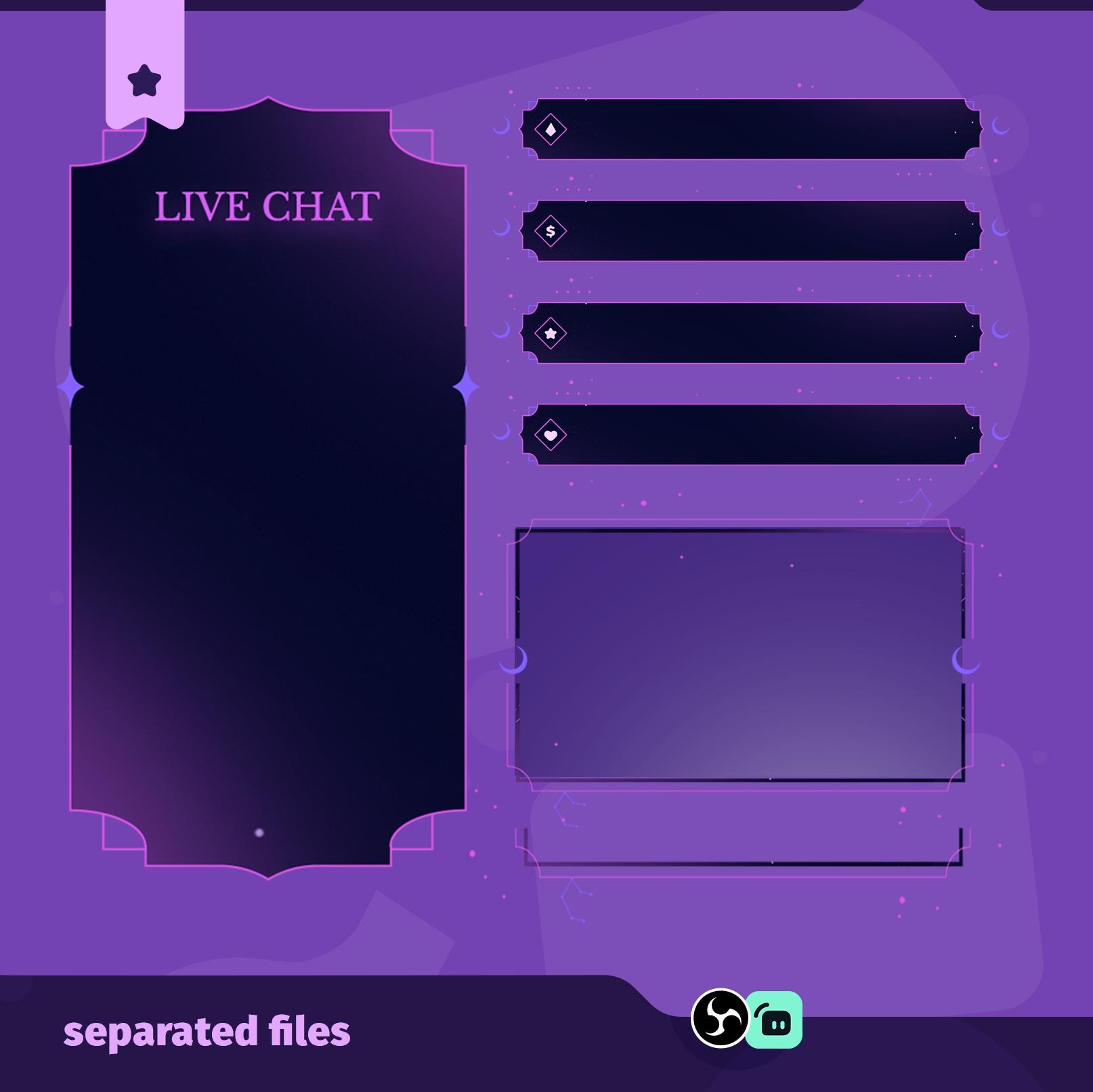 Celestial Purple Animated Stream Pack for Twitch, Tiktok, Kick, Youtube | Aesthetic | Velora ...