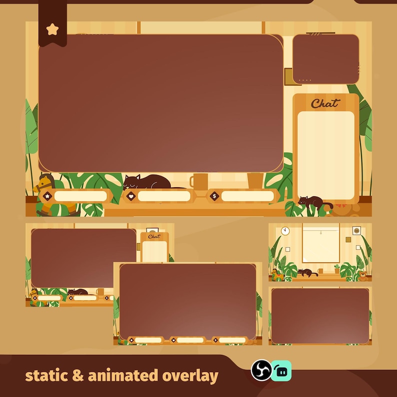 Animated Peacefull Living Stream Overlay: Cozy Room for Twitch and Obs ...