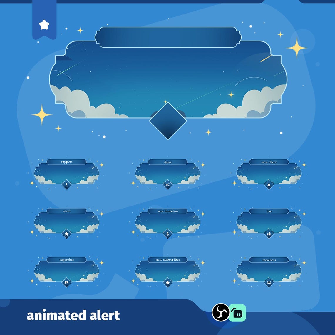 Animated Aesthetic Blue Stream Overlay: Falling Starscape Theme for ...