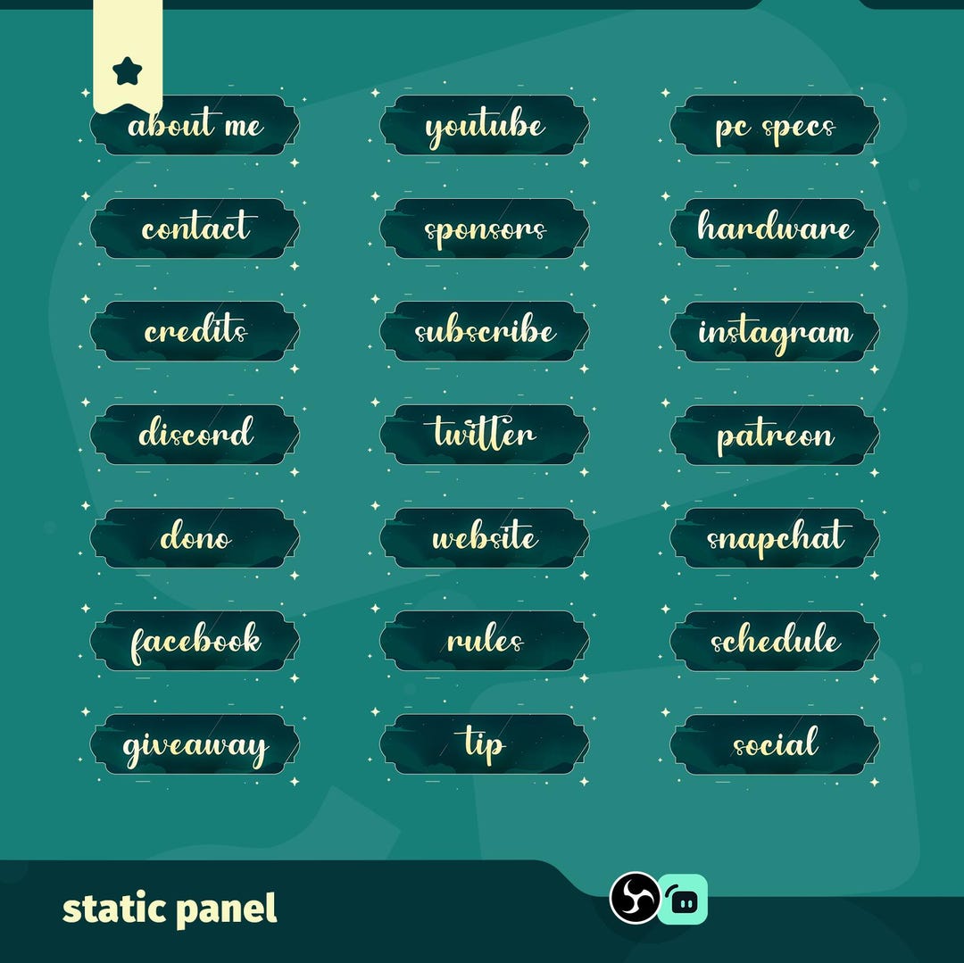 Starveil Night Static Stream Panels: Cozy Celestial Soft Teal for ...