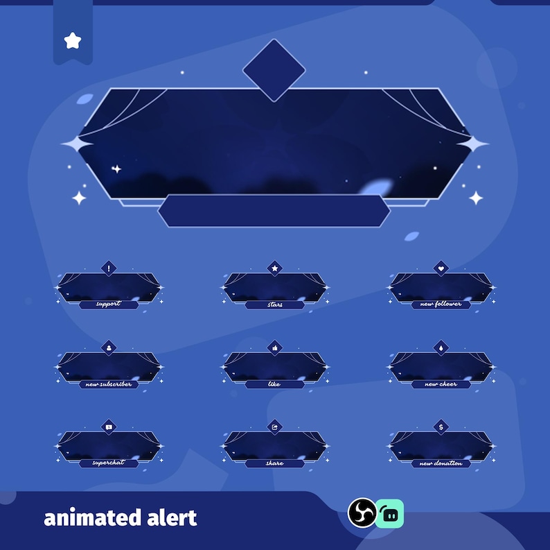 Animated Night Petals Stream Overlay: Blue Sakura Theme for Twitch and ...