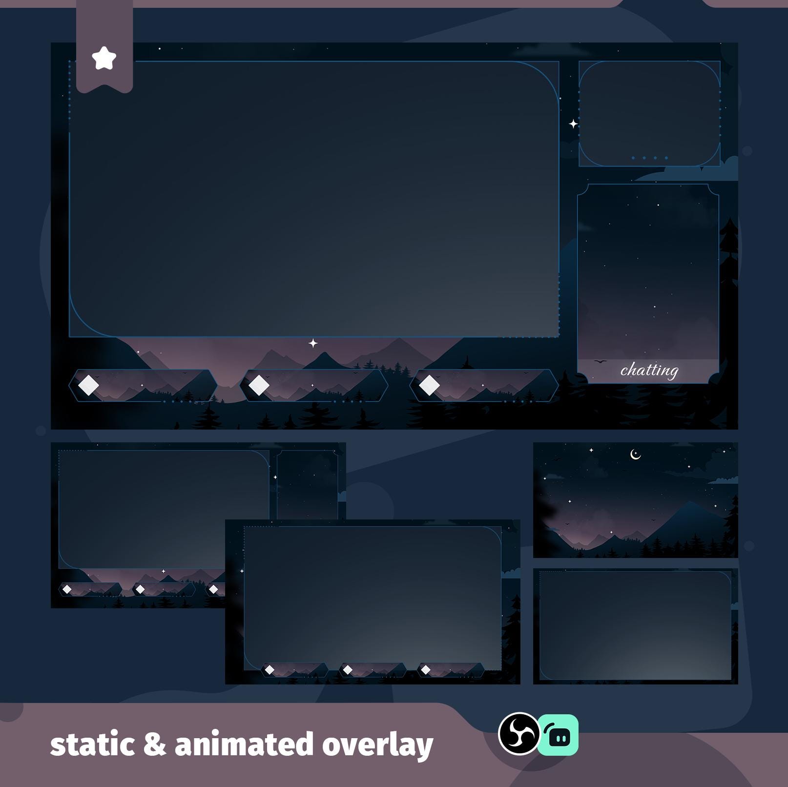 Animated Lunar the Hills Stream Overlay: Midnight Blue Forest for ...