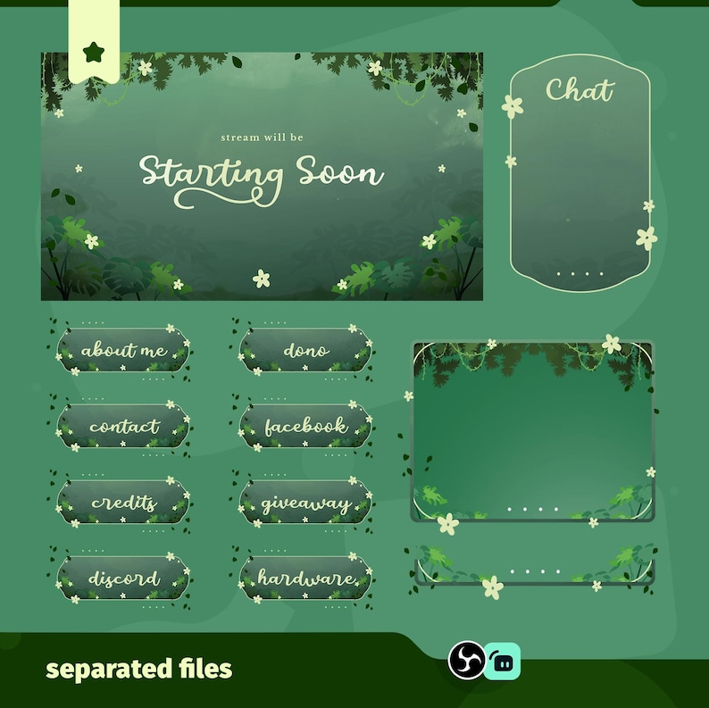 Animated Verdant Veil Stream Overlay: Cozy Green Jungle for Twitch ...