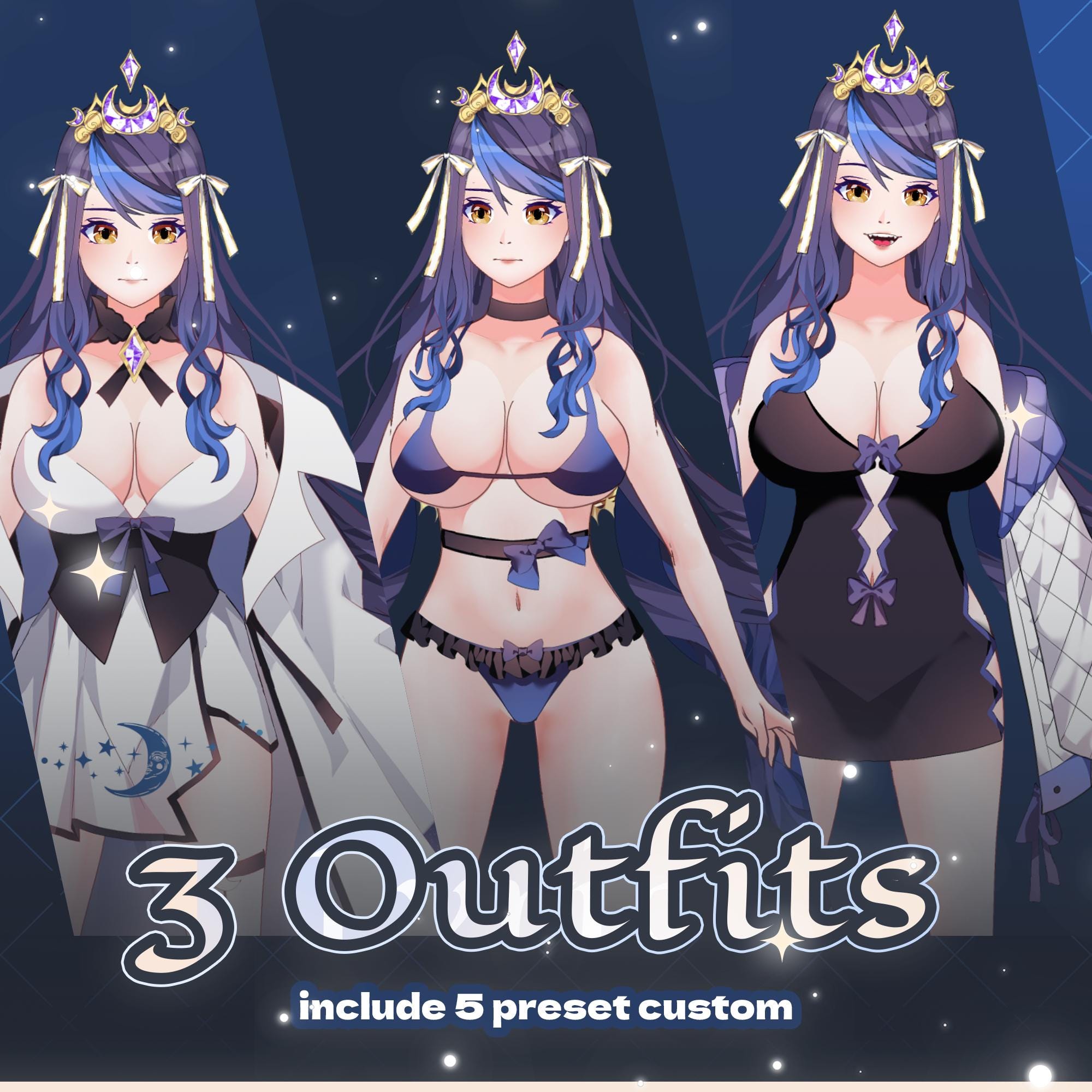 Full Body Vtuber Model : Noctelle Customizable Celestial L2D Vtuber Vtuber Ready to Use ...