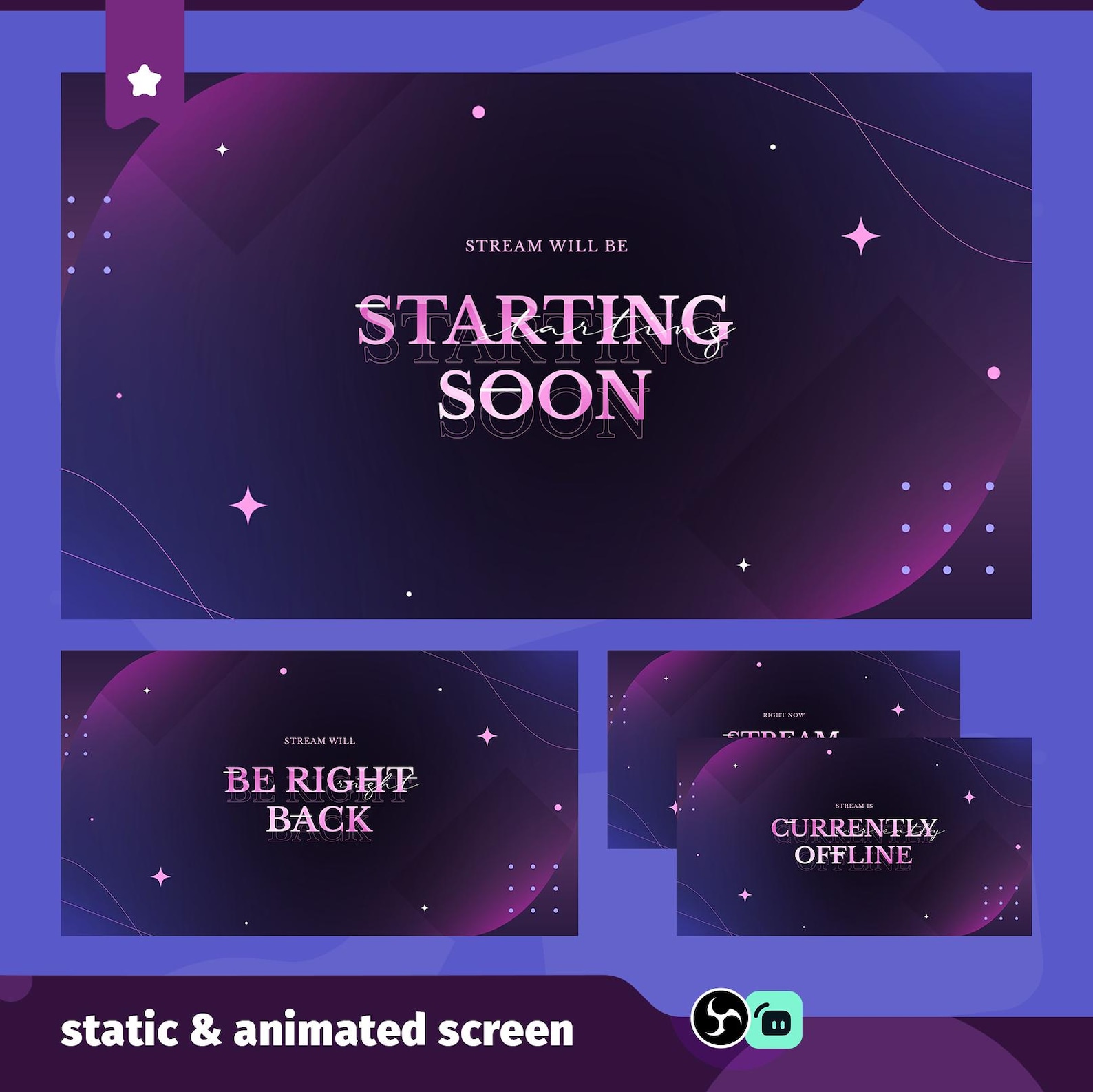 Animated Moondust Prism Stream Screens: Dreamy Purple Space for Tiktok ...