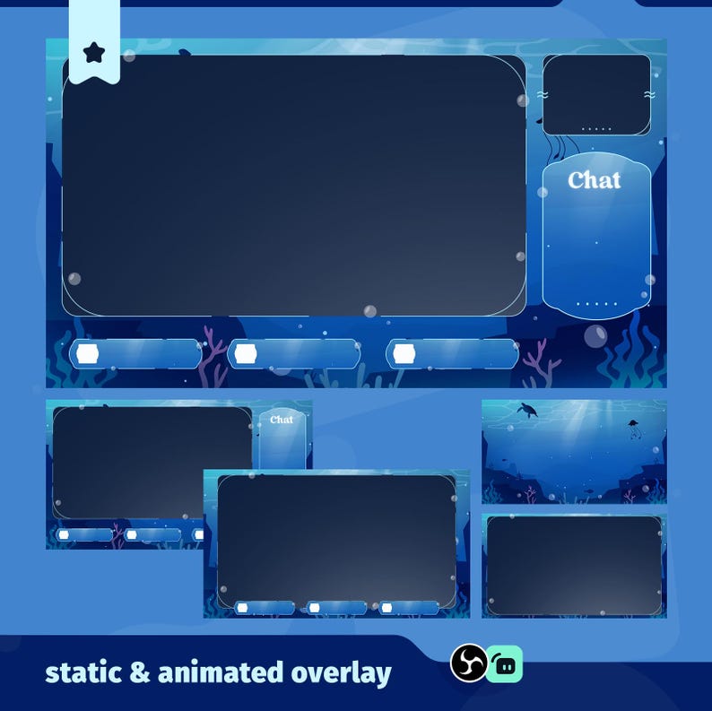 Animated Cozy Blue Underwater Ocean Twitch Overlay: Sea Dream Theme for ...