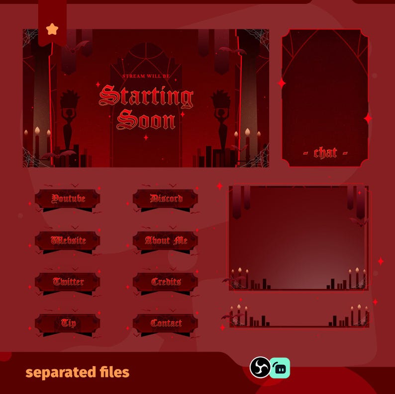 Animated Flame Sanctum Stream Overlay: Gothic Red Dark Fantasy for ...
