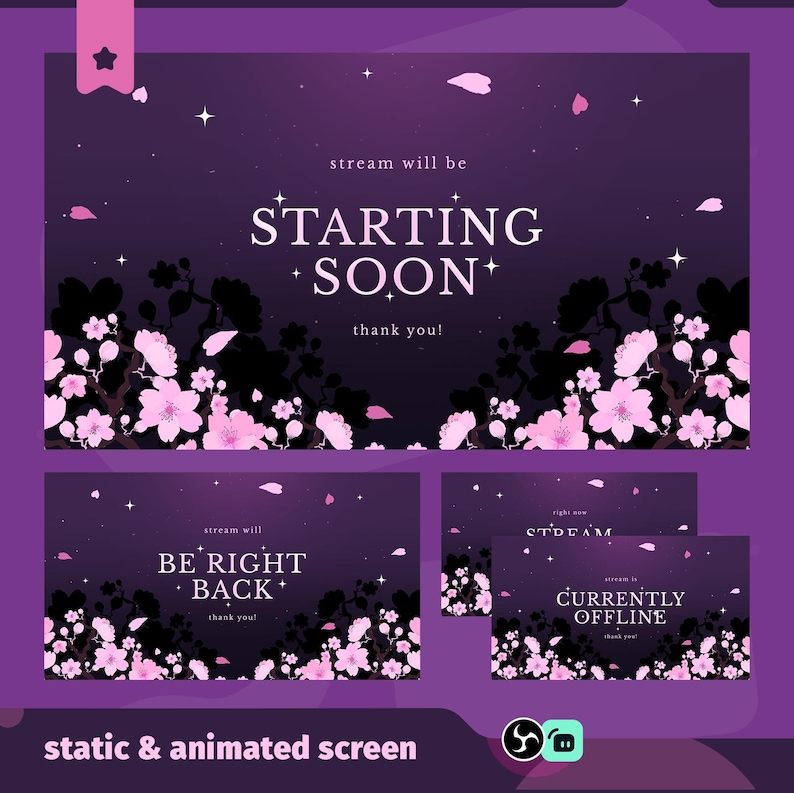 Animated Blush of Sakura Stream Overlay: Pink Cherry Blossom for Twitch ...