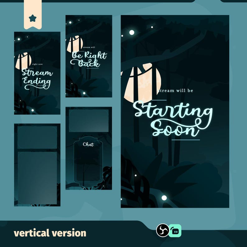 Animated Mystic Teal Jungle Stream Overlay | Silverleaf Night Twitch ...