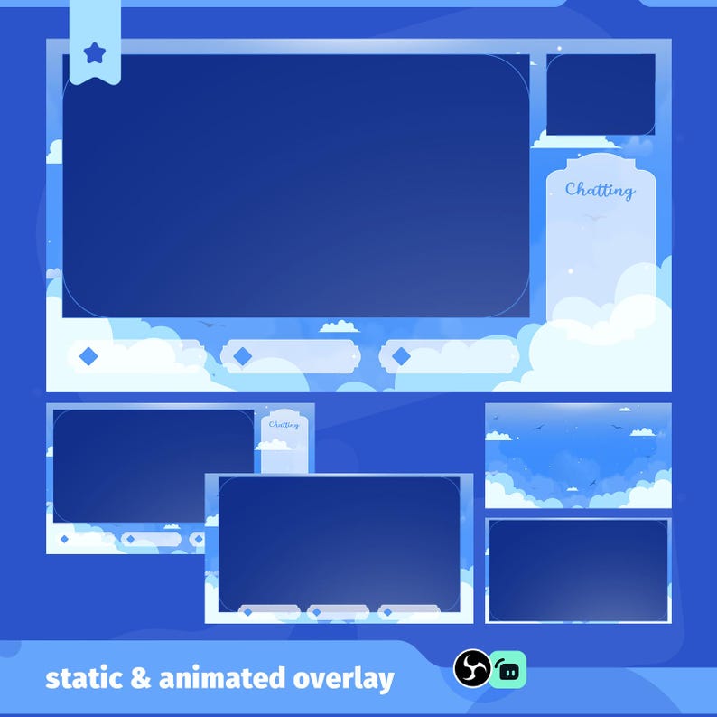 Animated Cloudy Vibes Stream Overlay: Soft Blue Sky for Tiktok and Obs ...