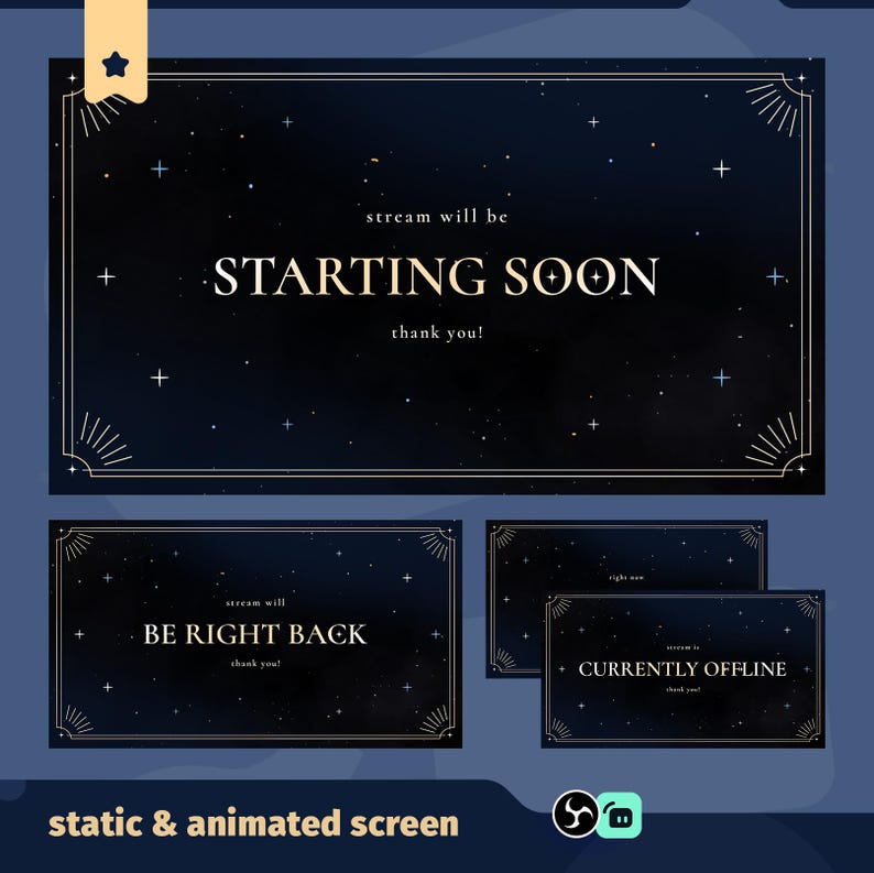 Animated Stream Screens | Celestial Purple Galaxy Pack (twitch, Tiktok ...