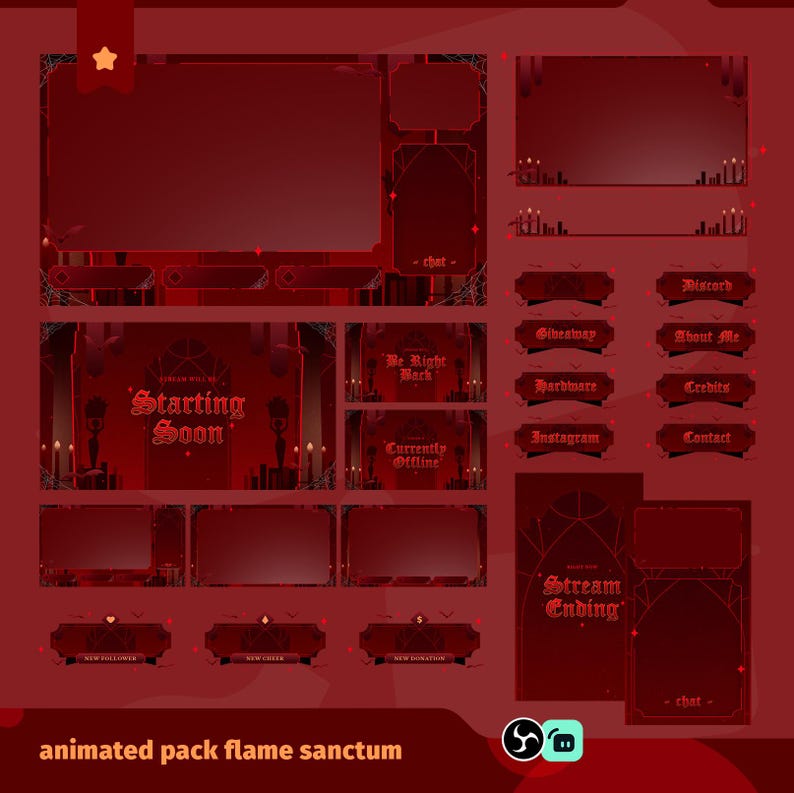 Gothic Red Flame Sanctum Animated Twitch Stream Overlay Pack (digital ...