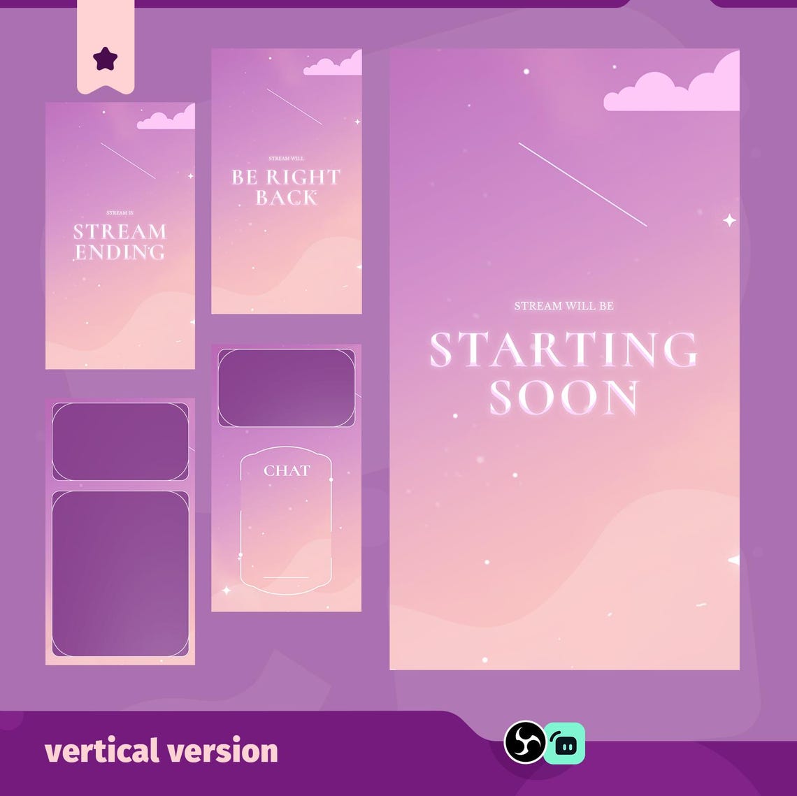 Celestial Magic Stream Package | Soft Purple Animated Vtuber Overlay ...