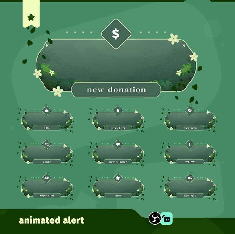 Animated Verdant Veil Stream Overlay: Cozy Green Jungle for Twitch ...