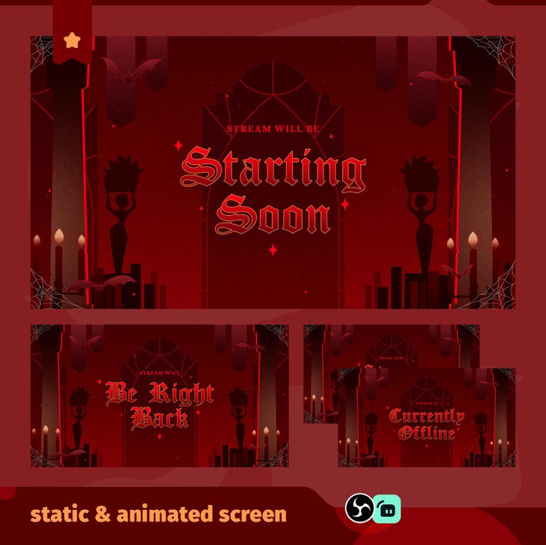 Animated Flame Sanctum Stream Overlay: Gothic Red Dark Fantasy for ...