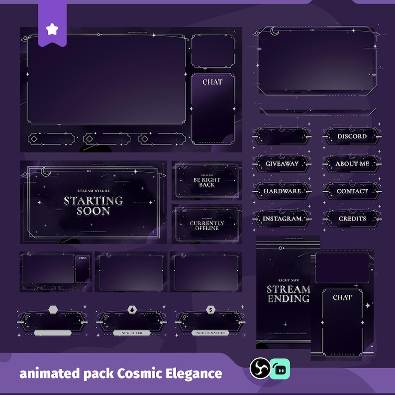 Celestial Animated Stream Overlay Pack for Twitch, Kick, Youtube ...