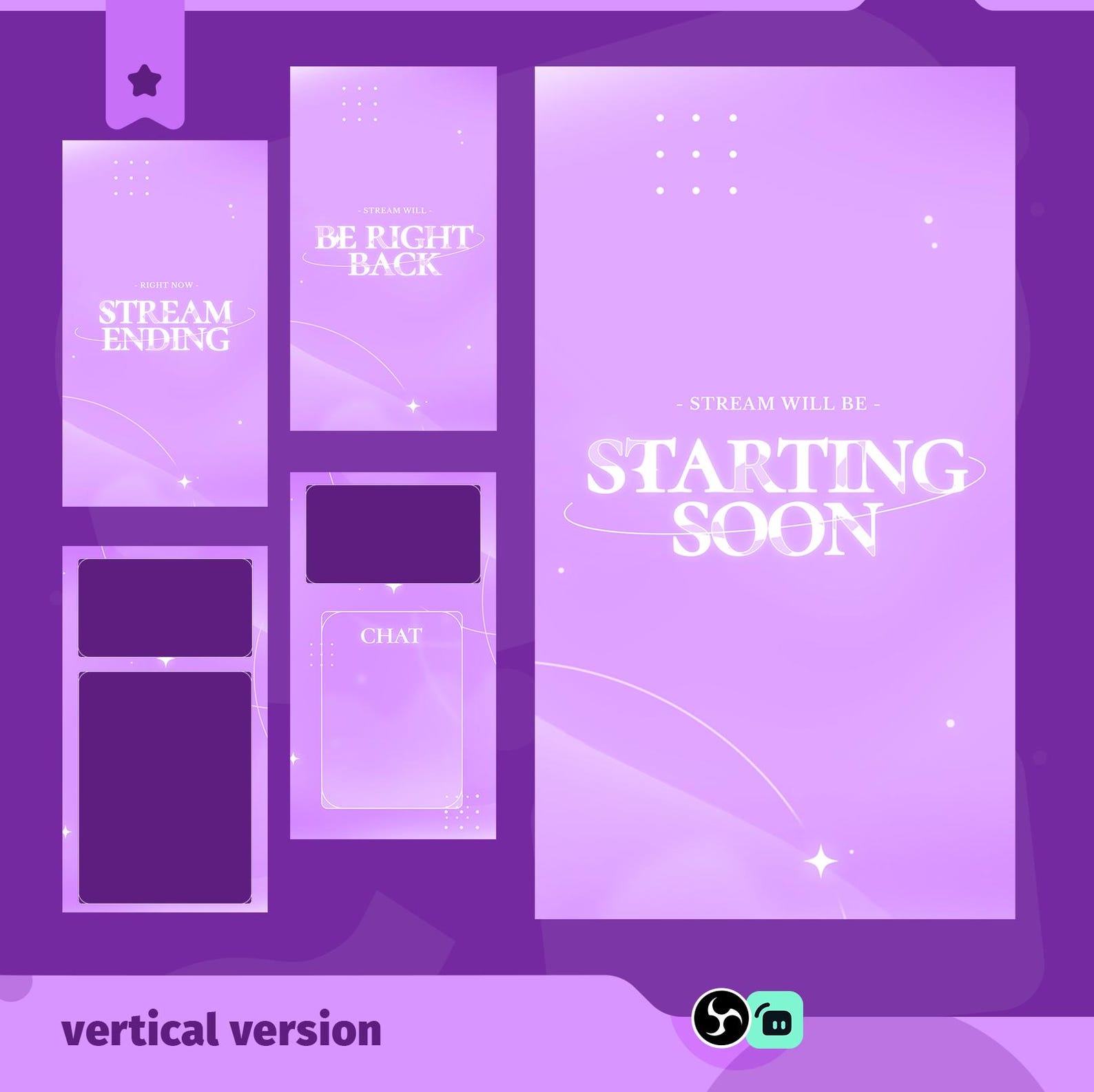 Pastel Lavender Twitch Pack | Starlight Soft Animated Vtuber Overlay ...