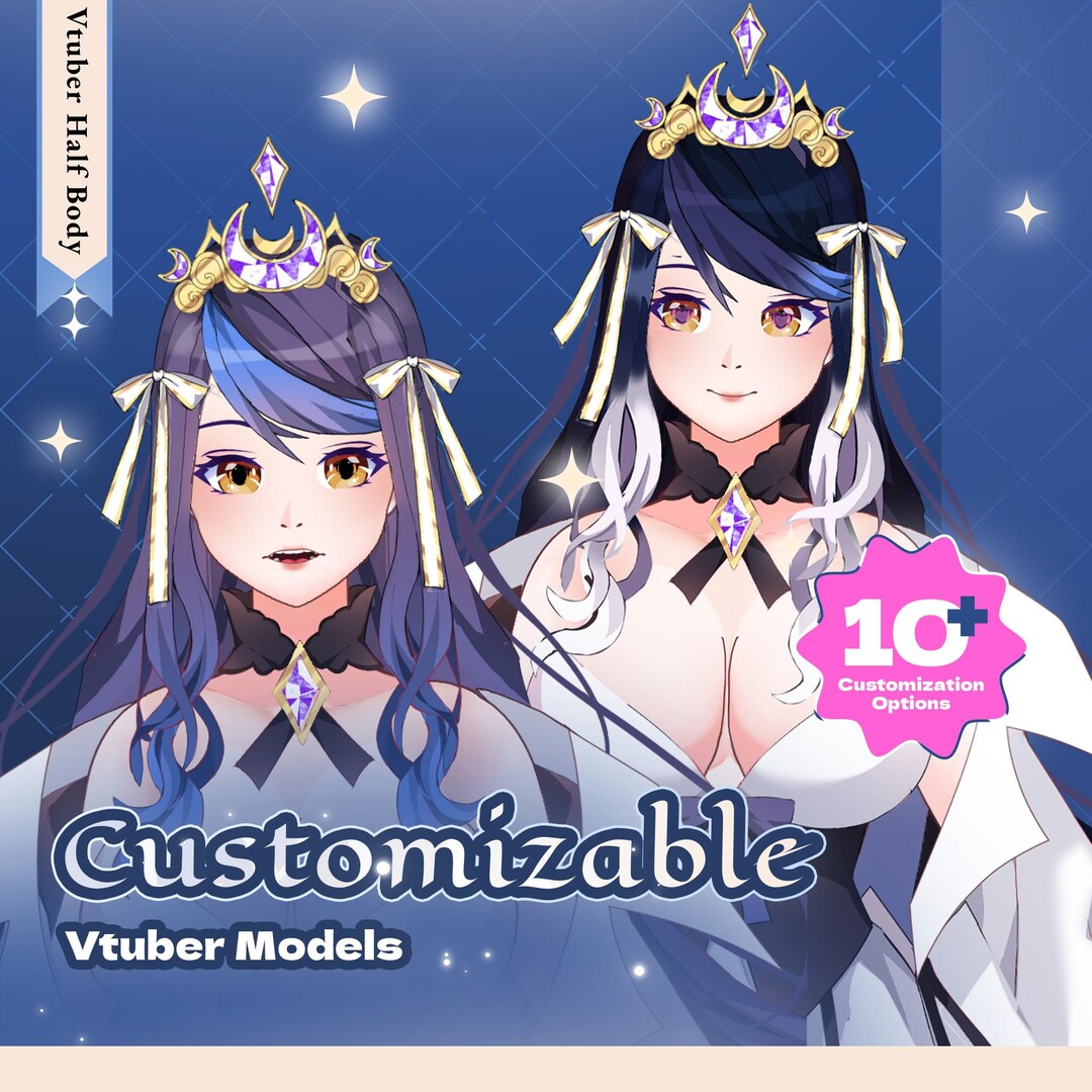 Premade Vtuber Model Live2d : Noctelle | Customizable Celestial Live2d Vtuber | Vtuber Half Body ...