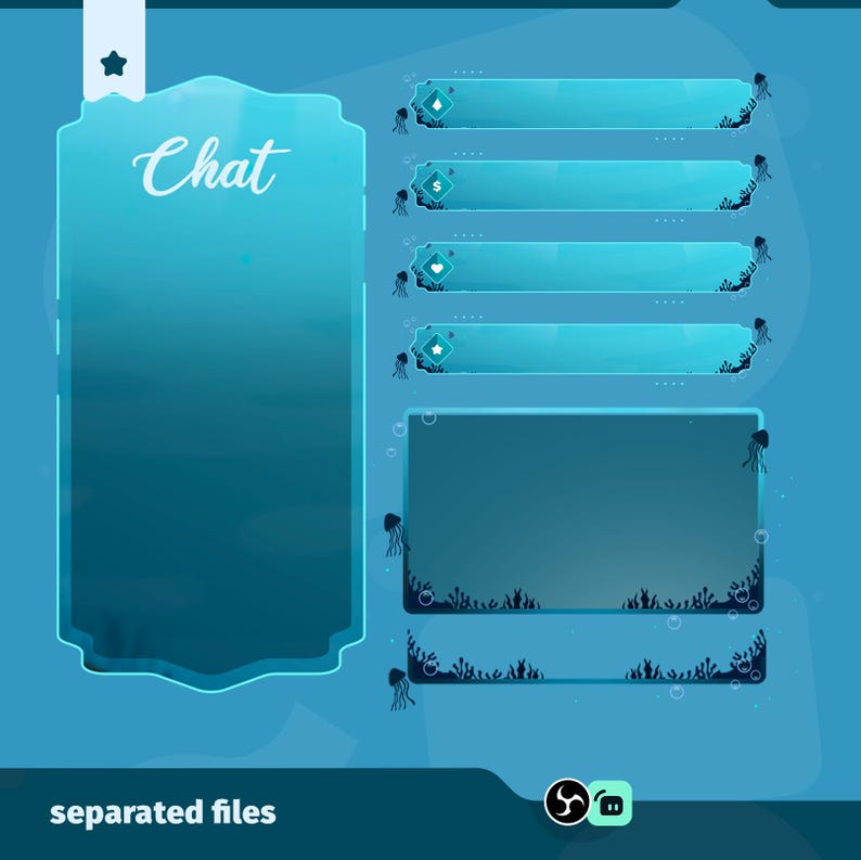 Animated Ocean Stream Overlay Pack | Seafoam Vtuber Twitch Tiktok ...
