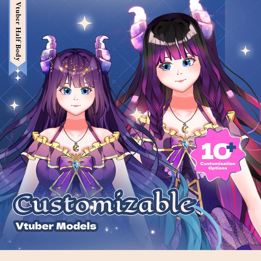 Premade Live2d Vtuber Model : Nyxara | Customizable Dark Celestial L2D ...