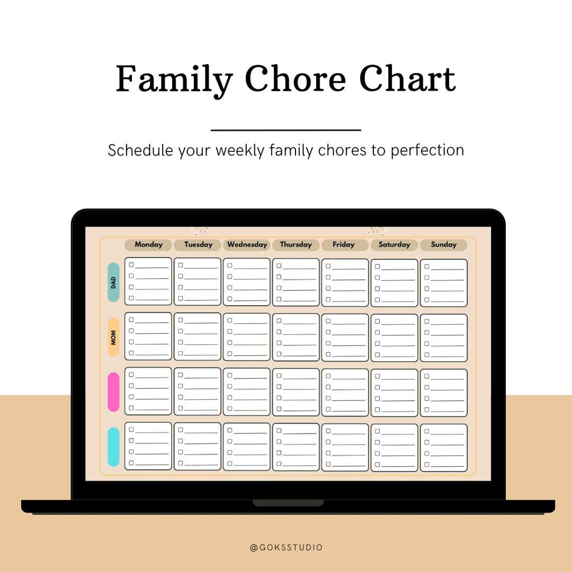 Family Chore Chart, Printable Planner ,weekly Household Chores for Kids ...
