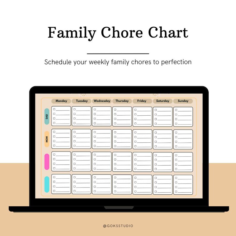 Family Chore Chart, Printable Planner ,weekly Household Chores for Kids ...