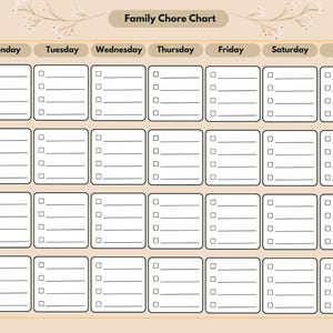 Family Chore Chart, Printable Planner ,weekly Household Chores for Kids ...